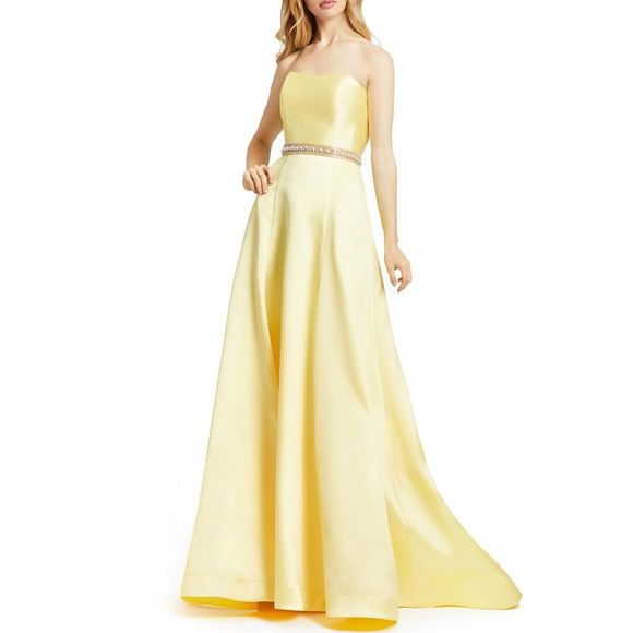 Mac Duggal | Dresses | Mac Duggal Womens Yellow Embellished Bustier ...